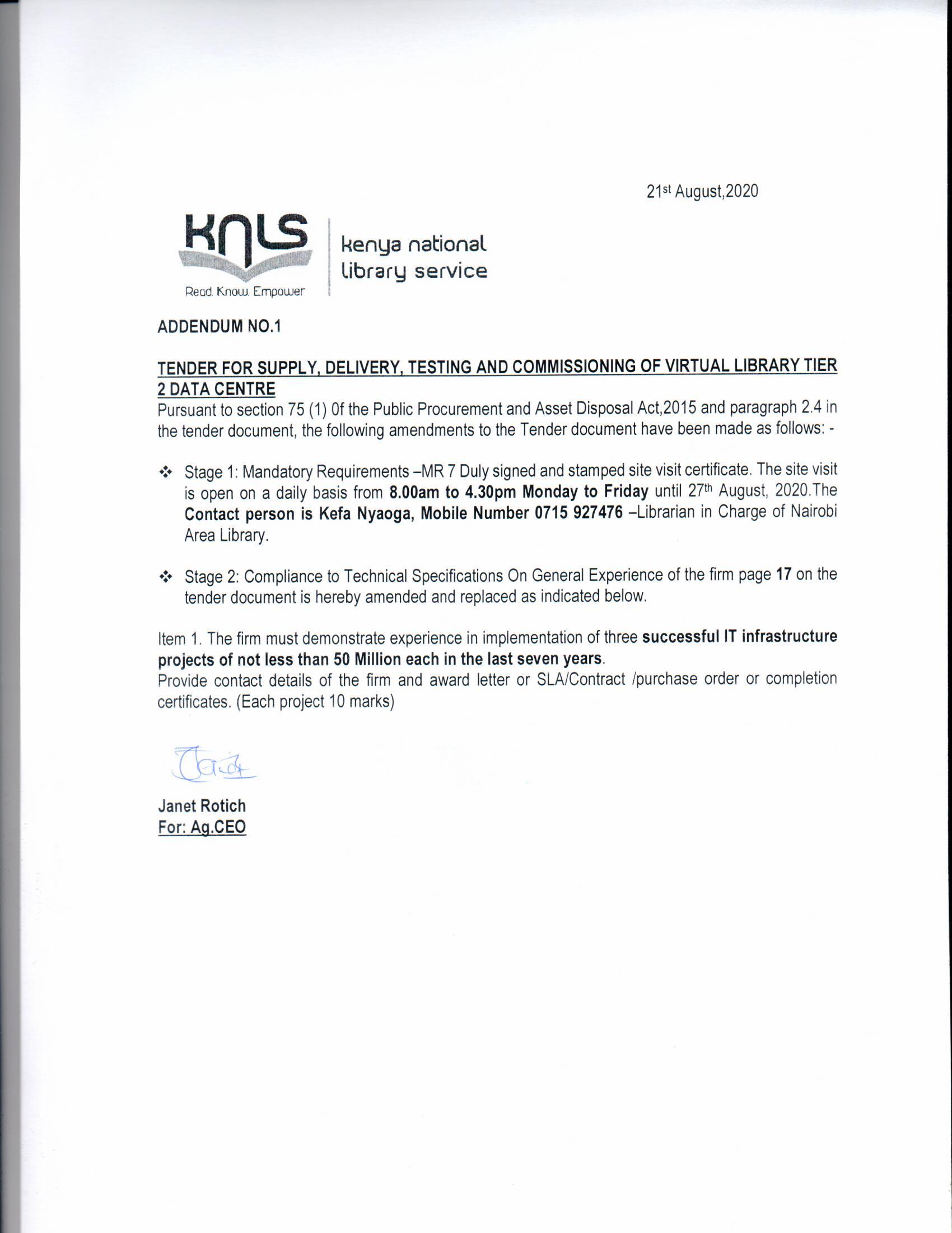 Tender Archive | kenya national library service
